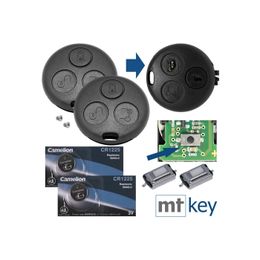 mt-key Auto Schlüssel Reparatur Gehäuse + 2x Taster + 2x passende CR1225 Knopfzelle