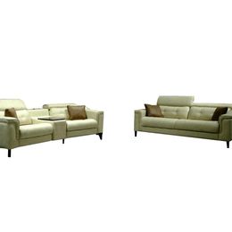 JVmoebel Wohnzimmer-Set Beige Leder Sofagarnitur Designer 3-Sitzer Zweisitzer Couch 2tlg Set