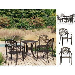 vidaXL Garten-Essgruppe 5-tlg Bistro-Set Aluminiumguss Bronzen Sitzgruppe Set