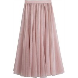 AFAZ New Trading UG Sommerkleid Damen Tüllrock Falten Rock Höhe Taille A Line Mesh Fashion Skirt (Faltenrock aus Gaze
