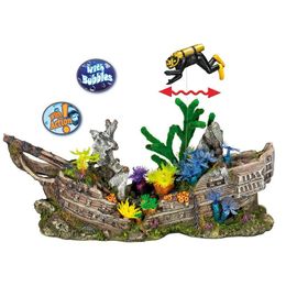 Nobby Aquariendeko Aqua Ornaments "SCHIFFSWRACK MIT TAUCHER" mit Pflazen