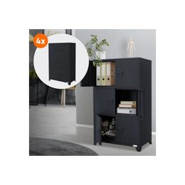 ML-Design Aktenschrank Schubladenschrank aus Stahl Wasserdicht Stabil und langlebig (4-St) 4x Büroschrank Anthrazit mit 6 Türen & 3 Innenfächer 75x40x120 cm