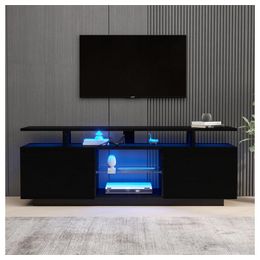 XDeer TV-Schrank Moderner schwarzer TV-Schrank mit 16 farbigen LED-Leuchten 1