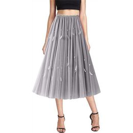 AFAZ New Trading UG Sommerkleid Langer Tüllrock für Damen elegant hohe Taille mit Plissee langes (1-tlg.