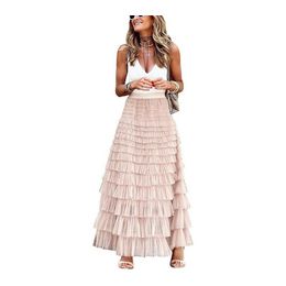 AFAZ New Trading UG Sommerkleid Damen Maxirock Sommer Elastische Hohe Taille A-Linie Lässiges Kleid (Einfarbiger