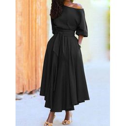 AFAZ New Trading UG Sommerkleid Rockabilly Kleider Damen 3/4 arm V-Ausschnitt Midi Langarm Festliche Kleider für Hochzeit Vintage Cocktailkleid