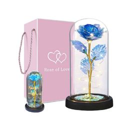 VERK GROUP Geschenkbox Ewige Rose im Glas mit Blauem Licht Rose Geschenke für jeden Anlass
