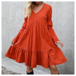 AFAZ New Trading UG Sommerkleid Damen Sommer V-Ausschnitt Locker Fließende Kleider Elegant Spleißkleid