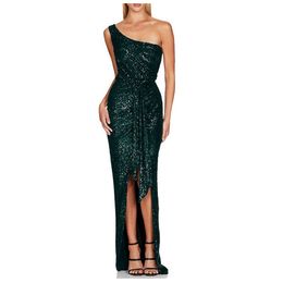 AFAZ New Trading UG Abendkleid One-Shoulder-Kleid mit Spitzenverzierung und Glockenärmeln für Damen
