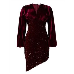 AFAZ New Trading UG Abendkleid Hüftbetontes Kleid mit V-Ausschnitt und Pailletten