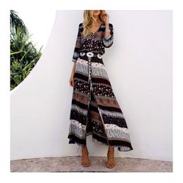 AFAZ New Trading UG Sommerkleid Damen Bohemian Tunika Kleid Strandkleid Sommerkleider Strandtunika (Cardigan-Kleid