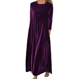 KIKI Blusenkleid Damen Lange Satin Kleider Langarm Damen Kleider Lockere Maxikleider