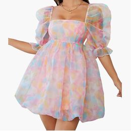 AFAZ New Trading UG Sommerkleid Bedrucktes Frühlings- und Sommer Kleid mit quadratischem Ausschnitt