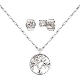 Ohrring und Ketten Set Engelsrufer "Multipack Schmuck Geschenk, LEBENSBAUM, ERMT-LILTREE-ZI" Schmuck-Sets silberfarben (silberfarben, kristallweiß, kristallweiß) Damen Brautschmuck