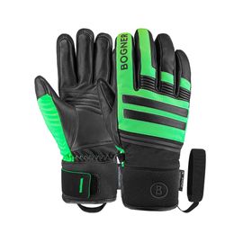 Skihandschuhe Bogner "Alex R-TEXXT" Gr. 10, schwarz (schwarz, grün) Damen Handschuhe Fingerhandschuhe