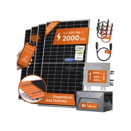 2000W + Anker 2 PRO Solarway&reg; All In One Balkonkraftwerk mit Speicher 2000W komplett Steckdose - 1,6 kWh Anker Solix 2 PRO Speicher - Solaranlage Komplettset - 500W bifaziale Solarmodule & Anker Speicher & Zubeh&ouml;r