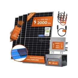 2000W + Anker 2 PRO Solarway&reg; All In One Balkonkraftwerk mit Speicher 2000W komplett Steckdose - 1,6 kWh Anker Solix 2 PRO Speicher - Solaranlage Komplettset - 500W bifaziale Solarmodule & Anker Speicher & Zubeh&ouml;r
