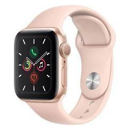 Apple Watch (Series 4) 2018 GPS 44 mm - Rostfreier Stahl Gold - Sportarmband Rosa