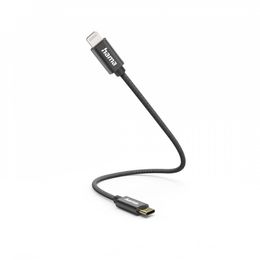 Hama 201601 Ladekabel USB-C zu Lightning Nylon 0,2m schwarz