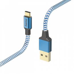 Hama 201558 Ladekabel Reflective USB-A zu USB-C Nylon 1,5m blau