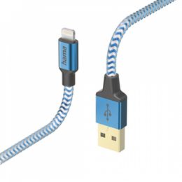 Hama 201553 Ladekabel Reflective USB-A zu Lightning Nylon 1,5m blau
