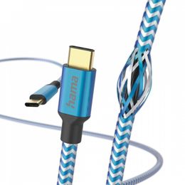 Hama 201557 Ladekabel Reflective USB-C zu USB-C Nylon 1,5m blau