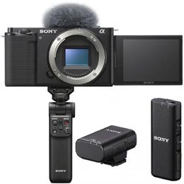 Sony Alpha ZV-E10 + GP-VPT2BT Handgriff + ECM-W2BT Mikrofon