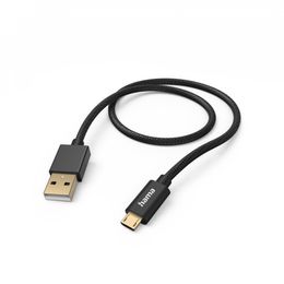 Hama 201543 Ladekabel Fabric USB-A zu Micro-USB Nylon 1,5m schwarz