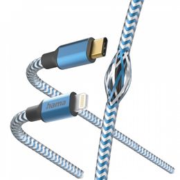 Hama 201561 Ladekabel Reflective USB-C zu Lightning Nylon 1,5m blau