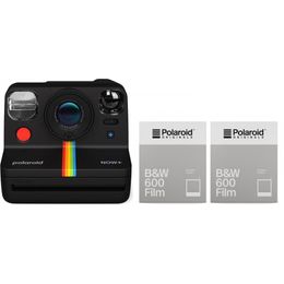 Polaroid Now+ Gen2 Kamera Schwarz + 600 B&W Film 8x 2er Pack