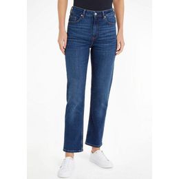 Tommy Hilfiger Straight-Jeans CLASSIC STRAIGHT HW mit Tommy Hilfiger Leder-Badge, blau