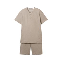 Tom Tailor Herren Pyjama Shorty, grau, Melange Optik, Gr. 48