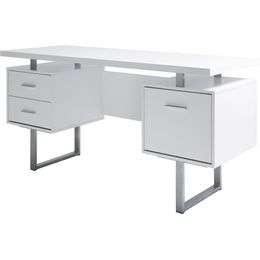 Schreibtisch Jahnke "CLB" Tische Gr. B/H/T: 152,4 cm x 76 cm x 60 cm, weiß (weiß, alu, weiß) Schreibtische