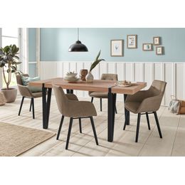 Essgruppe Home Affaire "Sanchez und Bradford" Sitzmöbel-Sets Gr. B: 180 cm, braun (eichefarben sägerau, cappucino) Essgruppen