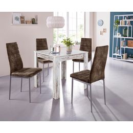 Essgruppe Inosign Sitzmöbel-Sets Gr. Set: 1 Tisch und 4 Stühle, braun (weiß, braun) Essgruppen Sitzmöbel-Sets