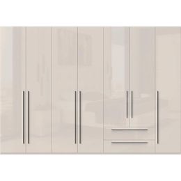 Kleiderschrank Places of Style "Piano" Schränke Gr. B/H/T: 317 cm x 224 cm x 56 cm, 7 Türen, 2 Schubladen, 7 St., beige (beige hochglanz) Drehtürenschrank Kleiderschrank Drehtürenschränke