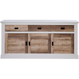 Sideboard Jahnke "HAMPTON SB 160" Sideboards Gr. B/H/T: 158 cm x 81,8 cm x 40 cm, canyon eiche/ weiß struktur, 3, weiß (canyon eiche, struktur) Sideboards