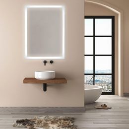 Wandleuchte Paco Home "BECKY" Lampen Gr. Gr. ca. 60 x 120 cm, silberfarben (silber) LED Badleuchte Paco Home Beleuchteter Spiegel Touch-Schalter Wandspiegel 4000 K