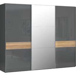 Schwebetürenschrank Places of Style "Onyx" Schränke Gr. B/H/T: 272 cm x 224 cm x 61 cm, Basisausführung, grau (anthrazit, walnussfarben) Schwebetürenschränke und Schiebetürenschränke