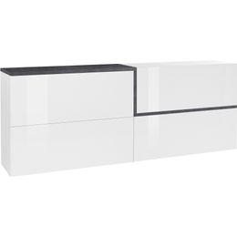 Sideboard Tecnos "Zet" Sideboards Gr. B/H/T: 210 cm x 86 cm x 40 cm, weiß (weiß hochglanz, zement) Sideboards