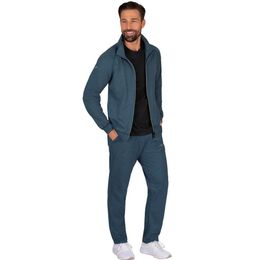 Jogginganzug TRIGEMA "TRIGEMA Freizeitanzug-Set" Gr. XXXL, blau (jeans, melange) Herren Sportanzüge Trainingsanzüge