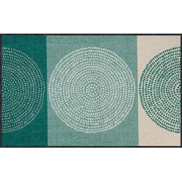 Fußmatte Salonloewe Teppiche Gr. B/L: 75 cm x 120 cm, 7 mm, 1 St., grün (grün, ecru) Fußmatten gemustert