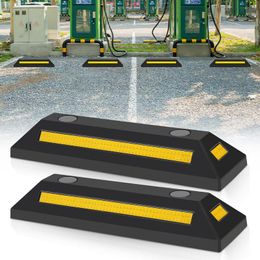 VINGO - 2X Radstopper Abstand Anfahrschutz Set Reflexband schwarz Ebonite-Hartkautschuk - Schwarz