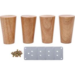 Petites Ecrevisses - 4x Tischbeine aus Holz 10cm Möbelbeine für Schrank Sofa Kegel Bettbeine mit Montageplatte und Schrauben