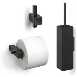 Carvo Toilettenzubehörset 3-in-1 Quadratisch Schwarz - schwarz - Zack