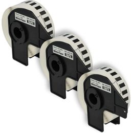 vhbw 3x Etiketten-Rolle mit Halter 29mm x 30,48m (1 Etikette) kompatibel mit Brother PT QL-570, QL-580, QL-580N, QL-650 Etiketten-Drucker