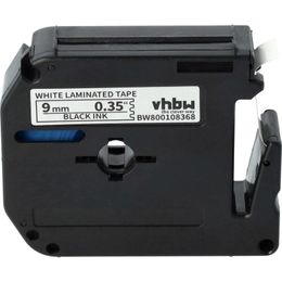 1x Schriftband-Kassette kompatibel mit Brother P-Touch 70HK, 70BM, 70SP, 70BMH, 70HOL, 70BBVP, 70HOT Etiketten-Drucker 9mm Schwarz auf Weiß - vhbw