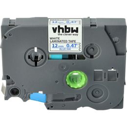 Schriftband-Kassette kompatibel mit Brother pt 9600, D200BW, 9700PC, 9800PCN, D200BT, 9500, D200, 9500pc Etiketten-Drucker 12mm Blau auf Weiß - vhbw