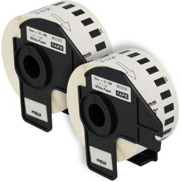 2x Etiketten-Rolle mit Halter 38mm x 30,48m (1 Etikette) kompatibel mit Brother pt QL-570, QL-580, QL-580N, QL-650 Etiketten-Drucker - vhbw
