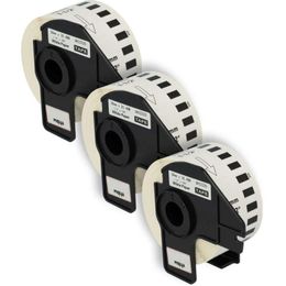 3x Etiketten-Rolle mit Halter 38mm x 30,48m (1 Etikette) kompatibel mit Brother pt QL-710W, QL650TD, QL-700, QL-710 Etiketten-Drucker - vhbw
